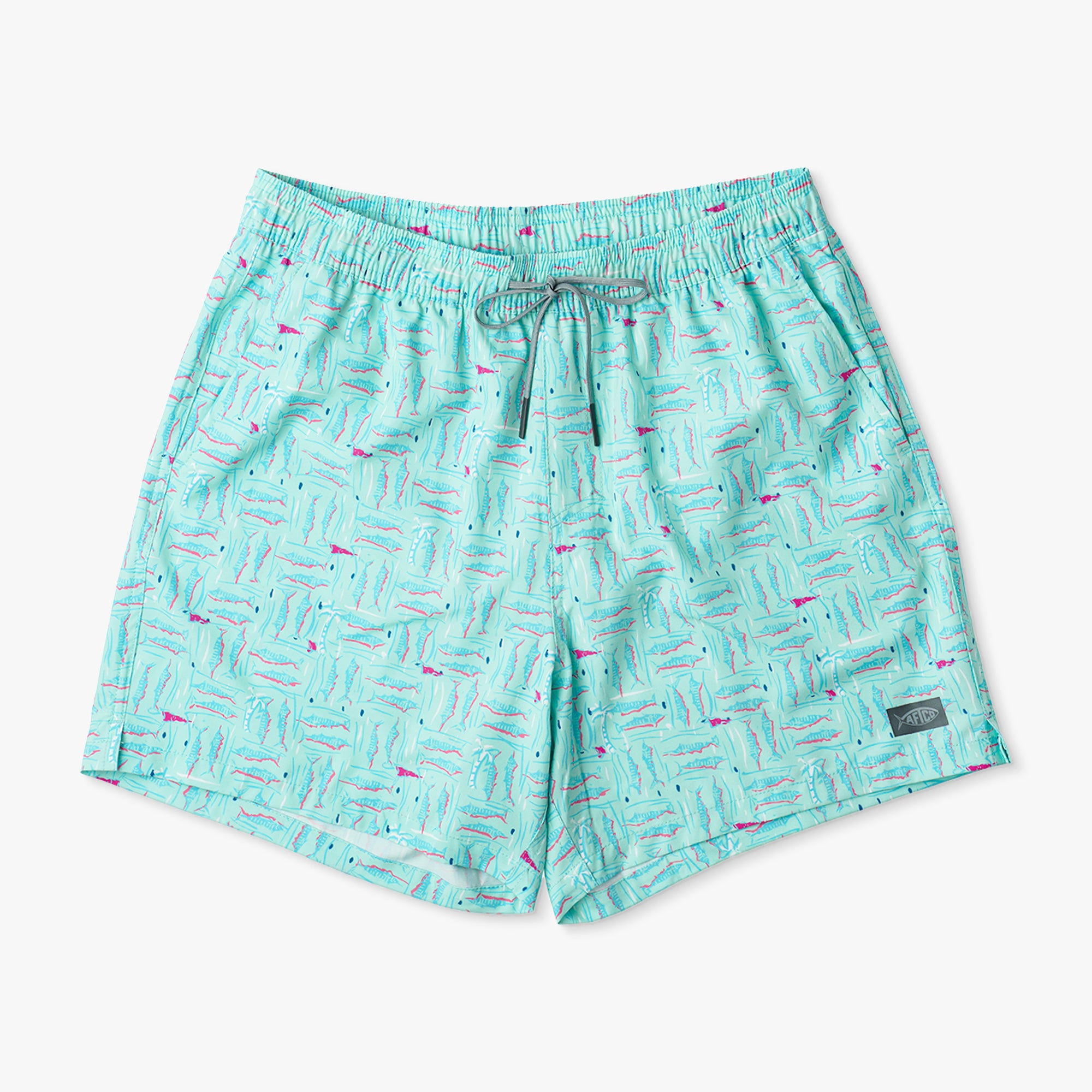 Strike Printed Swim Trunks | Shoreline Blue – AFTCO